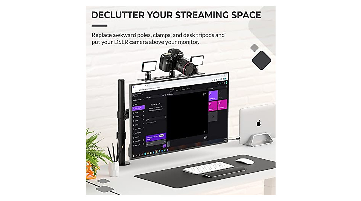 HumanCentric DSLR Monitor Mount | VESA Camera & Mic Shelf