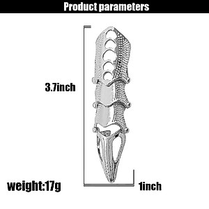 ABJFJE Punk Rock Armor Knuckle Joint Full Finger Double Loop Ring Gothic Activity Rings Halloween Cosplay Costume Accessories Jewelry for Men Women (Antique silver)