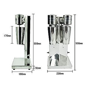 SNKOURIN Double Head Milkshake Maker Machine,110V Electric Beverage Blender with 2 Stainless Steel Cups,2 Speed Adjustable Commercial Milkshake Machine for Protein Shakes,Ice Cream and Cocktails…