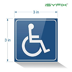 iSYFIX Handicap Signs Stickers Decal Symbol - 4 pack, 3x3 inch - Disable Wheelchair Sign, Disability Sticker, Premium Self-Adhesive Vinyl, Laminated, Indoor & Outdoor