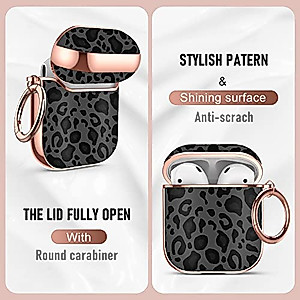 Maxjoy Airpods 1st & 2nd Generation Case，Protective Shockproof Cover with Keychain Compatible ，Cute AirPods Case Cover, Apple airpods case,for Girls and Women and Men（Leopard Print on Black）