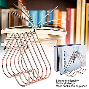 Watris Veiyi Files Folder Stand, Desktop Iron Storage Rack, Book Record Holder, Desktop Album Storage Rack, Vinyl Record Stand Holder, 5 Slot Heart Shaped File Holder for Office Home Decor(Rose Gold)