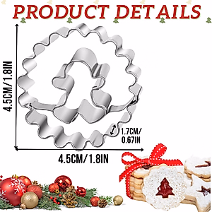 KAISHANE 9PCS Mini Linzer Cookie Cutter Set, Christmas Holiday Metal Cookie Cutters, Gingerbread Man, Christmas Tree, Bell, Heart Shape for Baking Sandwich Jam Cookies