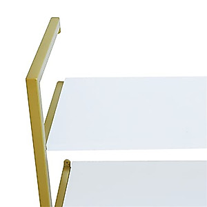 Gdrasuya10 Floating Shelves Wall Mounted, Modern Wood Storage Shelf, with Golden Metal Brackets Decor Wall Shelving for Bedroom, Bathroom, Bathroom, Kitchen, Living Room (2 Tier, 24“)