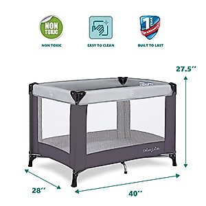 Dream On Me Nest Portable Play Yard With Carry Bag And Shoulder Strap, Grey