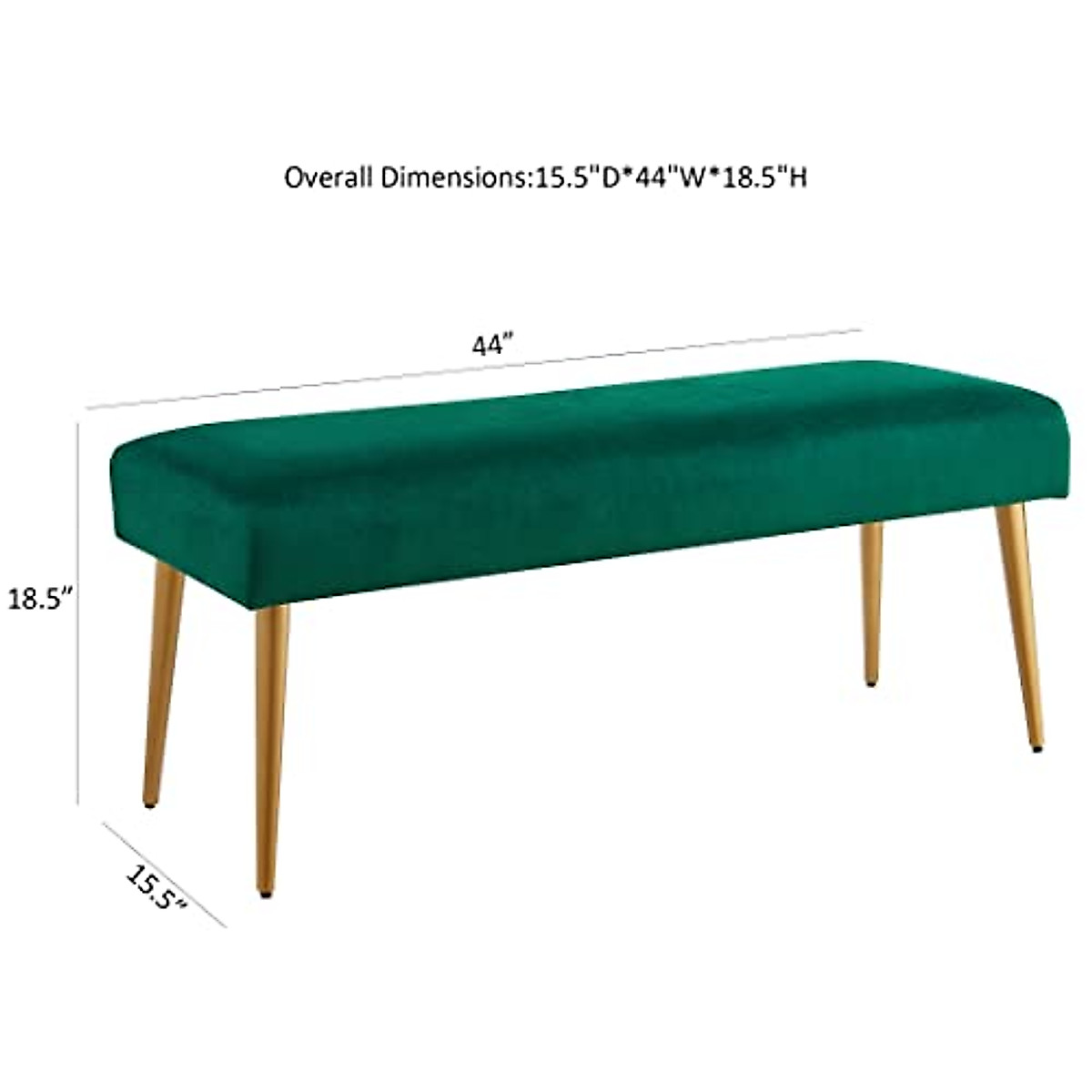 Ball & Cast Upholstered Bench, 44" W, Emerlad