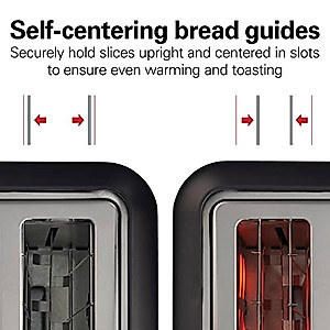 Hamilton Beach Gourmet 2 Slice Extra-Wide Slot Toaster with Sure-Toast Technology, Shade Selector, Bagel Setting, Black and Stainless Steel (22996)
