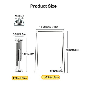 NaavBliz Portable Garment Rack, Collapsible Folding Clothing Rack, for Dance, Travel, Camping, RV, Small Clothes Rack, Space-Saving Design, Versatile Use, with 3 Foldable Clothes Hangers