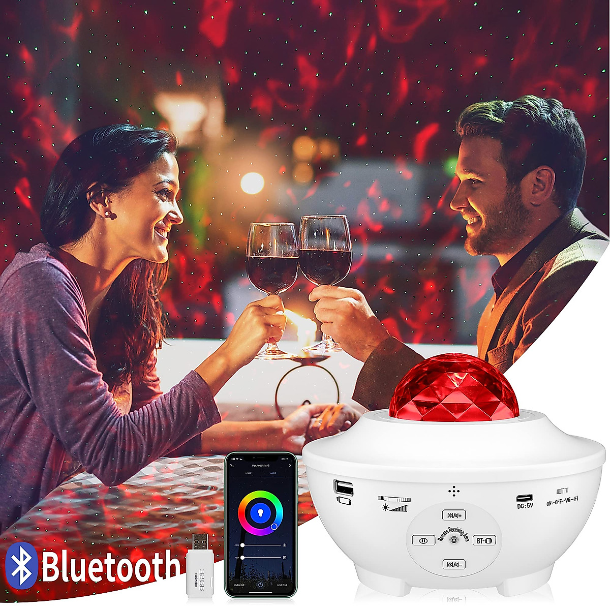 Galaxy Light Projector, Star Projector Night Light Bluetooth Music Speaker Starry Light Projector for Bedroom Kids Decor Party Ceiling, Work with Alexa & Google Asistant Smart WiFi Remote Control