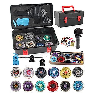 Bey Battling Top Toy Blade Set 12 Spinning Tops 3 Launchers Metal Fusion Gyro Game with Portable Storage Box Gift for Kids Children Boys Ages 6+… 12pcs