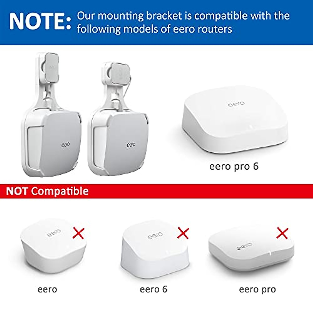 STANSTAR Wall Mount for Eero Pro 6, Sturdy Wall Mount Holder, Space Saving, Cord Management Wall Mount for Eero Pro 6 tri-Band Mesh Wi-Fi 6 System, Without Messy Wires.(3Pack)