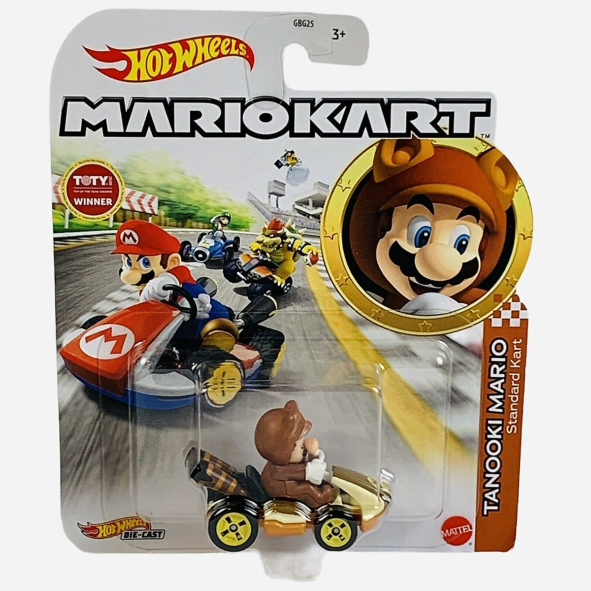 DieCast Hotwheels Mario Kart Tanooki Mario Standard Kart - Toty Winner 2021