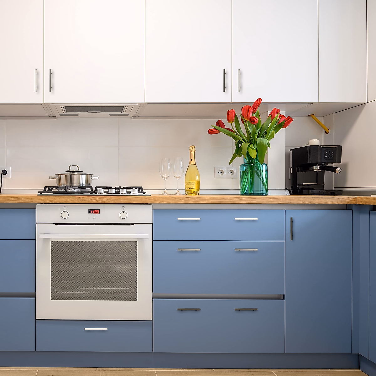 Ravinte 25 Pack | 6'' Cabinet Pulls Brushed Nickel Stainless Steel Kitchen Drawer Pulls Cabinet Handles 6”Length, 3-3/4” Hole Center with Mounting Template