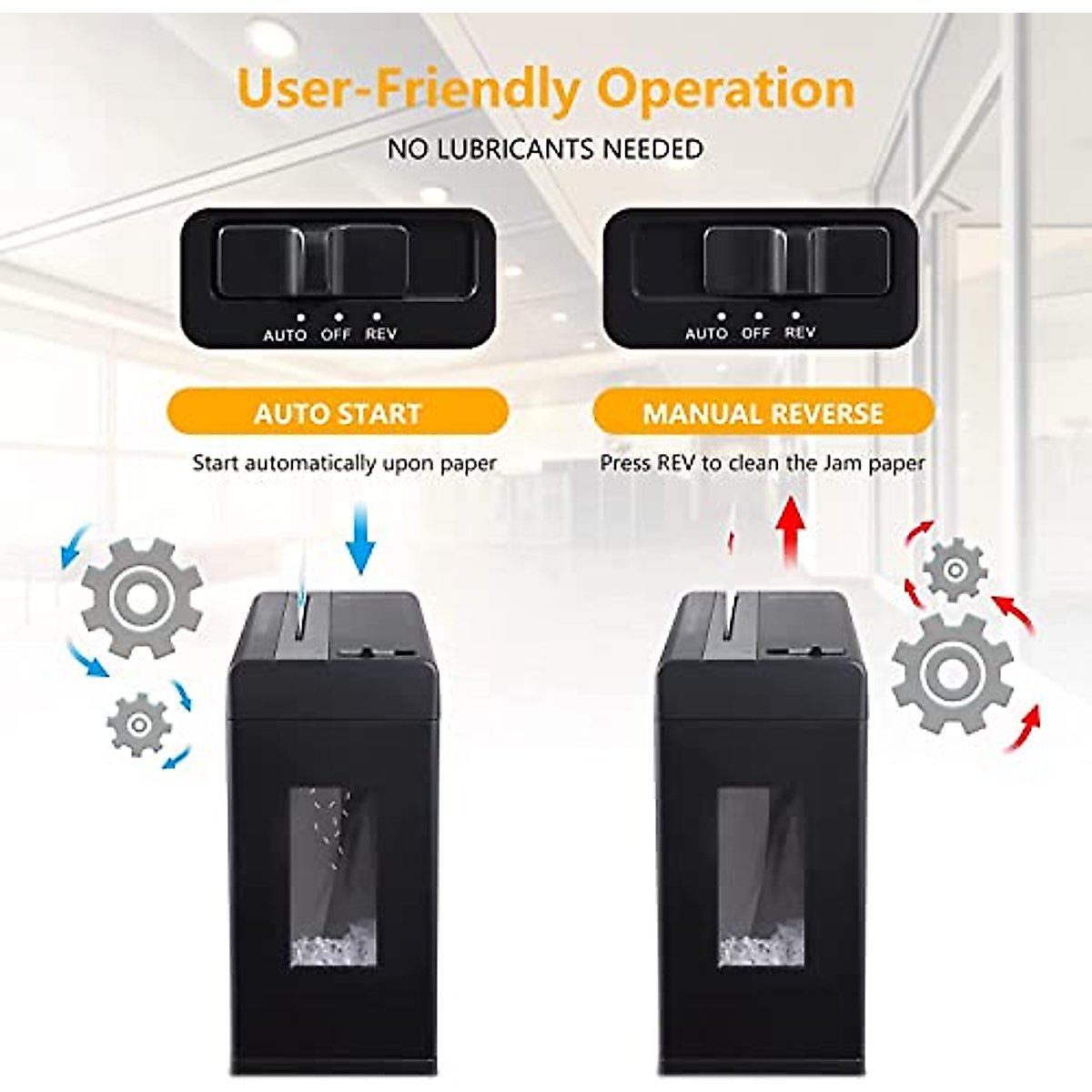 Paper Shredder, 6-Sheet Micro Cut with 2.9 Gallons Bin, P-6 High Security Level, 5 Munites Non-Stop Working Time, Compact Design Pull Out Basket with Jam Proof System for Home Office Use