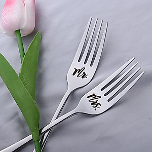 Anniversary Wedding Gifts for Couples Bride and Groom Fork Set Gift for Husband Wife Bridal Shower Housewarming Gifts for Women Men Him Her Newlywed Christmas Gift for Mr and Mrs Forks