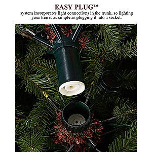 Balsam Hill 6.5ft Premium Pre-lit Artificial Christmas Tree 'Traditional' Classic Blue Spruce with Clear Incandescent Lights, Stand, Storage Bag, and Includes Fluffing Gloves, and Extra Bulbs