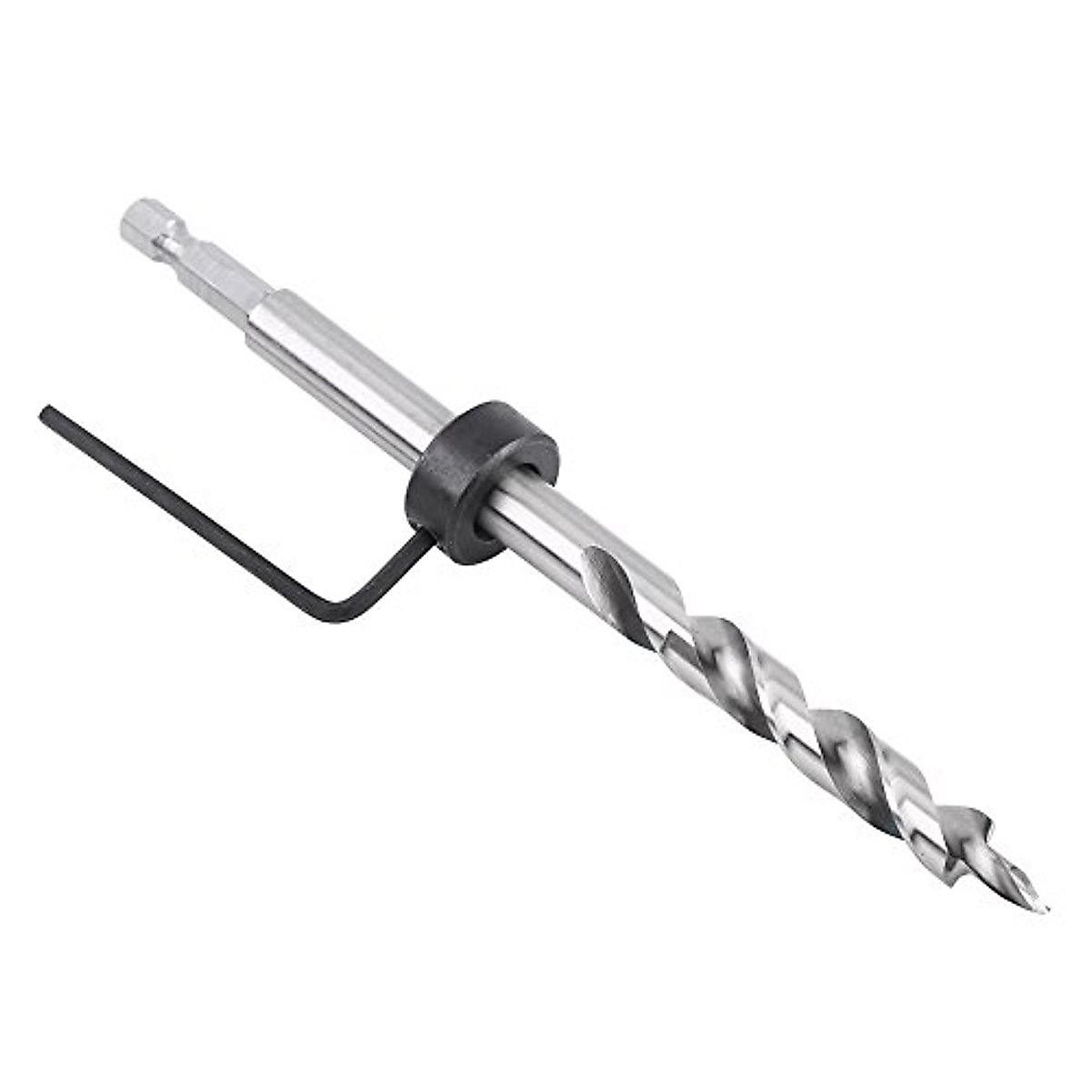 3/8" Twist Step Drill Bit Hex Shank Pocket Hole Drill Bit with Adjustable Depth Stop Collar for Pocket Hole Jig Kit
