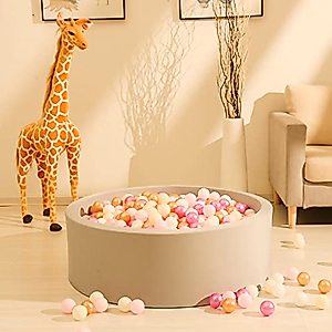 GOGOSO Ball Pit Balls for Toddles Kids Plastic Ballpits Accessories Crush Proof Durable Fun Shape Play Baby Bath Toys,2.15inch 100count Pink Dark Pink Brown