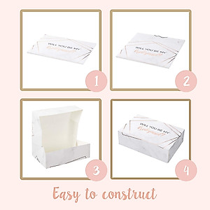 Pop Fizz Designs Bridesmaid Proposal Box Set I 6 Pack I 1 Maid of Honor Proposal Box and 5 Will You be My Bridesmaid Boxes I Marble with Gold Foil Bridesmaid Box for Bridesmaid Gifts