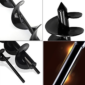 Hand Auger Drill Bits, 3PCS Garden Auger Drill Bit Set Various Sizes Soil Auger Drill Bit for Garden Potted Plants Vegetables Flowers Digging Weeding, Black