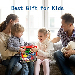 GO GO BUS STOP Action Figure Toy Vehicle Playsets, Cute Cartoon 6 in 1 Transforming Vehicles Transform into 11" Robot, Durable Toys for Boys Girls Kids