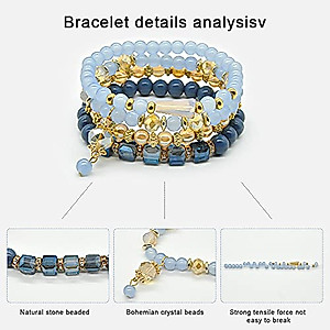 Bohemian Bracelet Sets for Women - 6 Sets Stackable Stretch Bracelets Multi-color Boho Hippie Bracelets Dainty Jewelry Best Friend Gift (Seed bead bracelet sets)