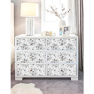 Micpolo Floral and Butterfly Self Adhesive Shelf Liner for Kitchen Bedroom Cabinets Waterproof Drawer Liner Dresser Vinyl Rolls 17.7In X 78.7In