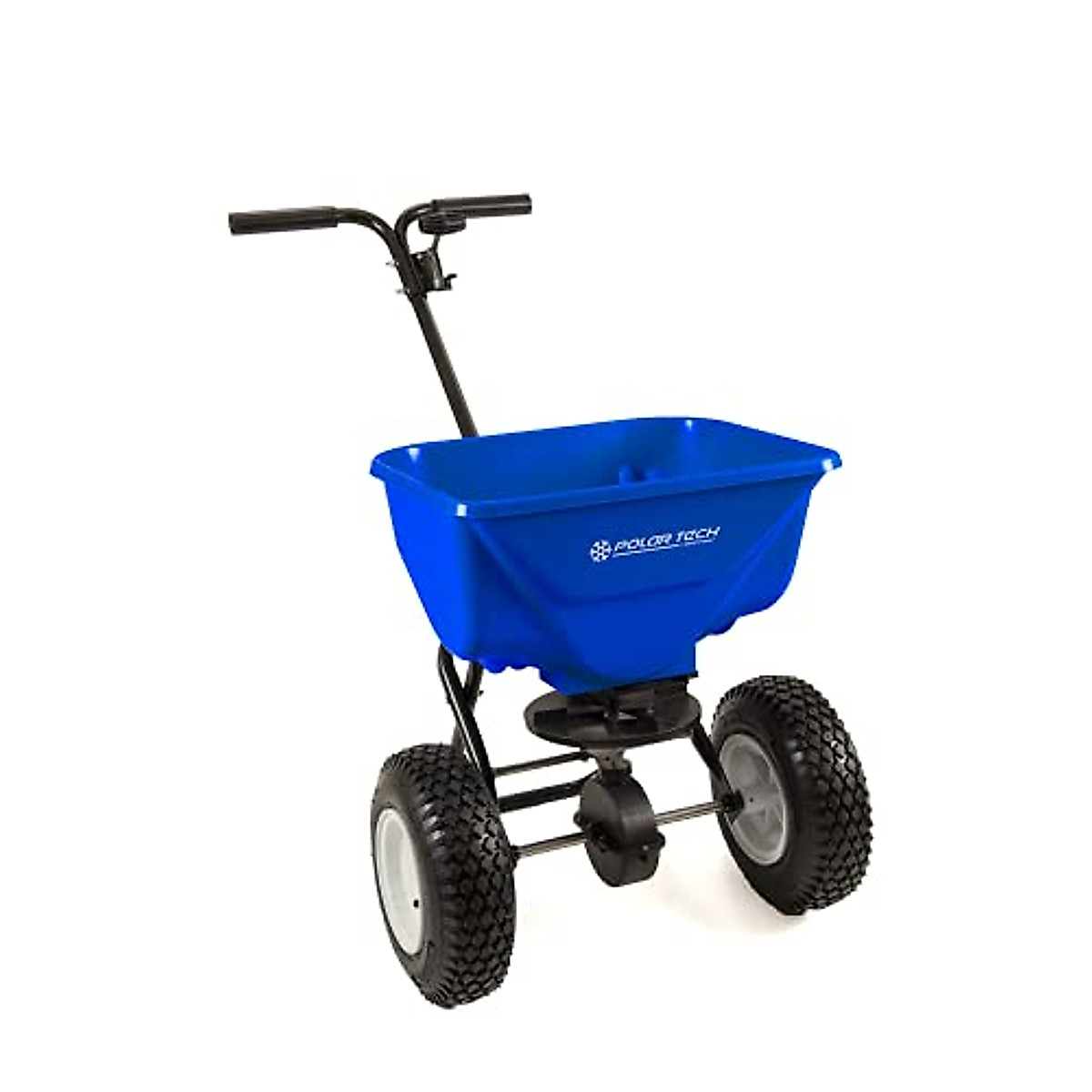 EarthWay Polar Tech 65 LB (29 KG) Professional Ice Melt Broadcast Walk Behind Spreader with 13" Pneumatic Tires, Adjustable Handle, and Solid Linkage Control