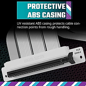 Cooler Master MASTERACCESSORY Riser Cable PCIe 4.0 x16 300mm White, PCIe 4.0 Compatible, EMI Shielded 30 AWG, Protective ABS Casing for Graphics Card (MCA-U000C-WPCI40-300)