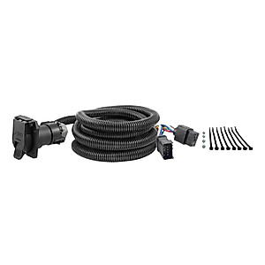 CURT 56001 10-Foot Vehicle-Side Truck Bed 7-Pin Trailer Wiring Harness Extension, Select Dodge Ram 1500, 2500, 3500, Dakota , Black