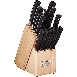 15 Piece Kitchen Knife Set with Block by Cuisinart, Cutlery Set, Triple Rivet Collection, C77TR-15P