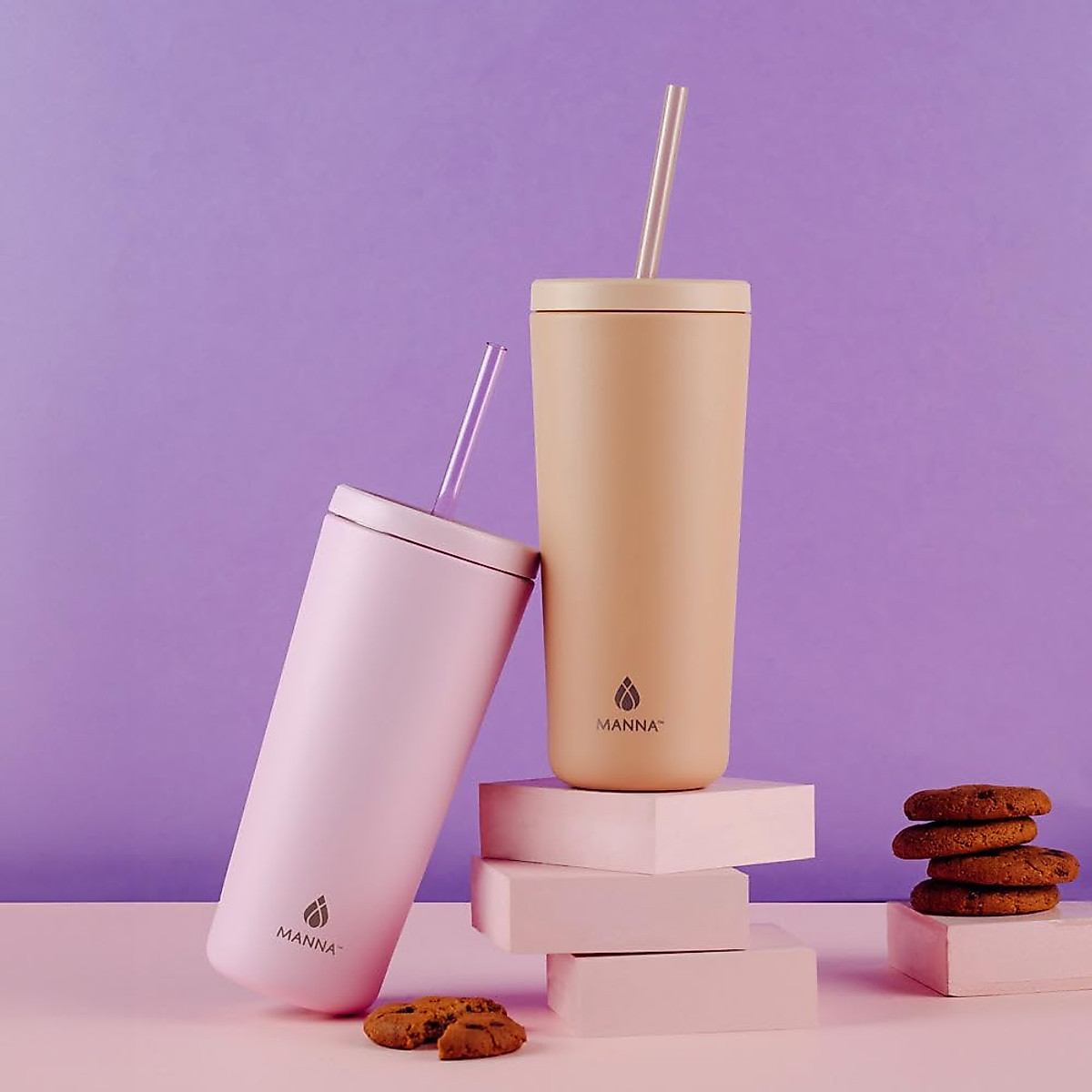 Manna Ranger Double-wall Insulated Stainless Steel Tumbler with Leak-proof Smart Seal Lid and Reusable Tritan Straw - 24 Oz - Salmon