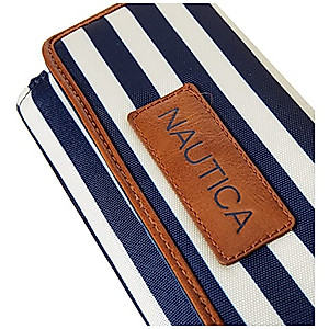 Nautica womens The Perfect Carry All Money Manager Wallet Oraganizer with RFID Blocking Wallet, Indigo/Bone/Sand, One Size US