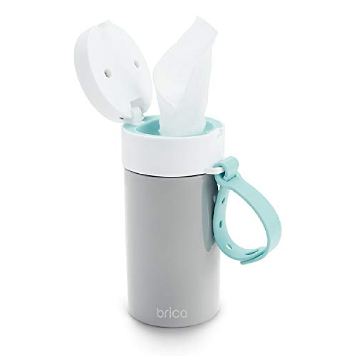 Brica Clean-to-Go Wipes Container Starter Pack, Includes 60 Unscented Hand & Face Baby Wipes, 99% Water Wipes with Chamomile & Aloe