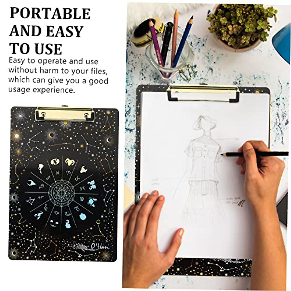 Tofficu Gold Clipboard Pattern Paper Exam Practical for with Low Fashion Clipboards Case Clip Document Portable Teacher Nurses Clipboard Storage Letter File Convenient Size Board