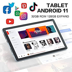 Coolfan 10.4 inch 32GB Tablet Android 11 Quad Core 6000mAh 1332x800 HD IPS Tablets (LightGray)