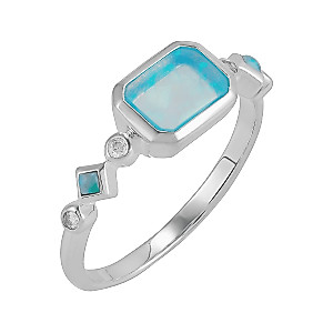 Silpada 'Intergalactic' Lab-Created Opal and Cubic Zirconia Ring in Sterling Silver, Size 9, Size 9