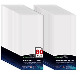 Window Fly Traps for Indoors, 80 Pack Clear Fly Paper Sticky Fly Strips for Home Houseflies Waterproof Fly Catcher Lady Bug Traps