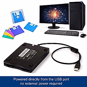 Tatoonly Superjiuex 3.5 inch 1.44MB FDD Black USB Portable External Interface Floppy Disk FDD External USB Floppy Drive for Laptop