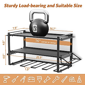 satiarep Power Tool Organizer Wall Mount,Power Drill Tool Holder,Tool Organizers and Storage for Workshop,Garage,Heavy Duty Metal Power Tool Storage Rack,4 Drill Holders,3 layers,Black