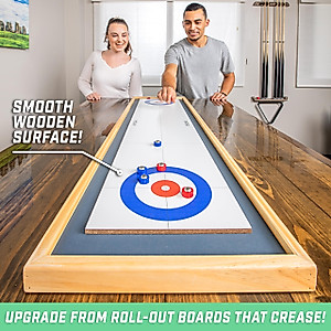 GoSports Shuffleboard and Curling 2 in 1 Board Games - Classic Tabletop or Giant Size - Choose Your Style