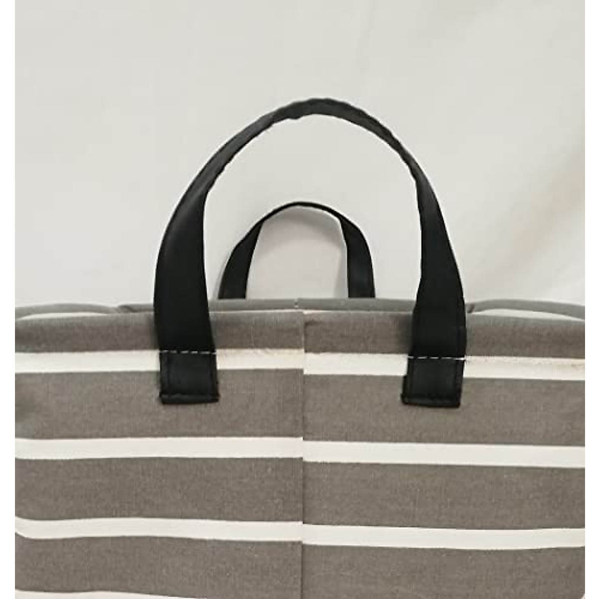 HUAYEE Rectangular Storage Bin Shelf Basket Canvas Fabric Toy Box,Waterproof Coating Nursery Hamper with Handles,Gift Basket for Home,Office,ClothesBooks(REC Gray stripe)