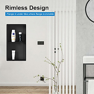 Shower Niche 24" X 12" Black, Stainless Steel Wall Niche Double Shelves Recessed Shower Shelf for Bathroom Storage, No Tile Needed Over Mount Installation