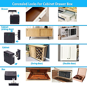 Hidden RFID Cabinet Lock, Smart NFC Electronic Locks with Slide Latch Lock for Double Door Wooden Cabinet Drawer