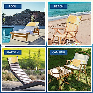 Rasugarlary Chaise Head Rest Pillows Set of 2, Waterproof Outdoor Lounge Pillow Lumbar Pillows with Insert Adjustable Elastic Strap Decorative Pillows for Patio Beach Chair,Yellow Blue Flower