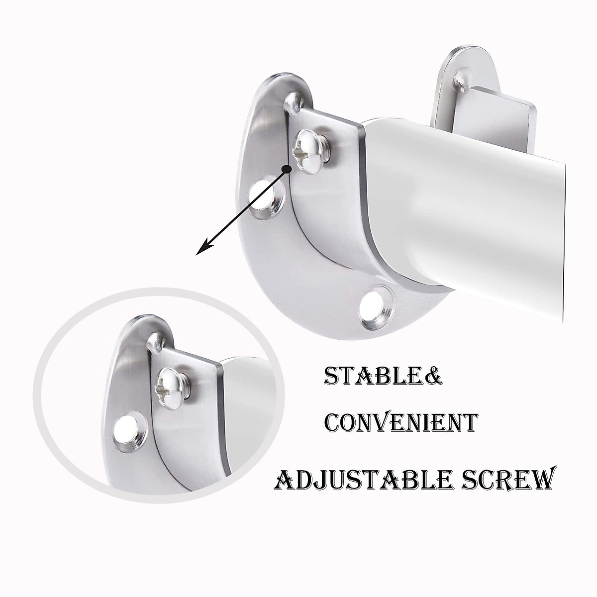 Hayeastdor 4 Packs Closet Rod Brackets, 1-1/4 Inch Closet Rod Support, Stainless Steel Curtain Rod Holders, Flange Set Closet Pole Holders with Screws, U-Shaped Open Type Closet Rod Brackets, Silver