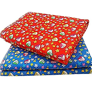 JT PET Guinea Pig Cage Liner Fleece Cage Liners Washable Reusable Waterproof Pee Pads Hamster Bedding Extra Large Dog Crate Lining, Guinea Pig Print Red and Blue, Set of 4 (47"x24")