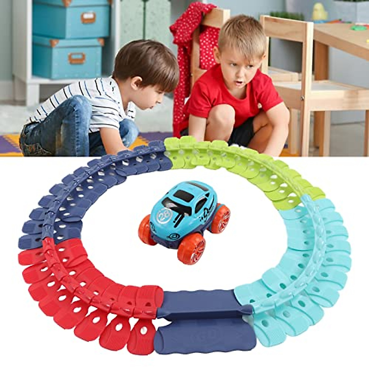 Race Track Playset Toy, Vehicle Track Playset Toy High Flexibility Free Twist for Home Use(46pcs)