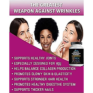 Vitamisan 2-Pack Multi Collagen Plus Pills (Type I, II, III, X) for Anti-Aging, Hair, Skin, Nails and Joint Support, 80 Day Supply 240 Capsules