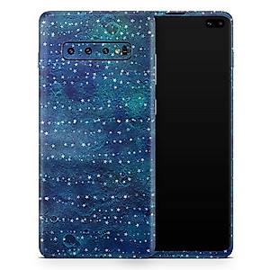DesignSkinz The Grungy Blue Green Stars Surface Protective Vinyl Decal Wrap Skin Cover Compatible with The Samsung Galaxy S20 (Screen Trim & Back Glass Skin)
